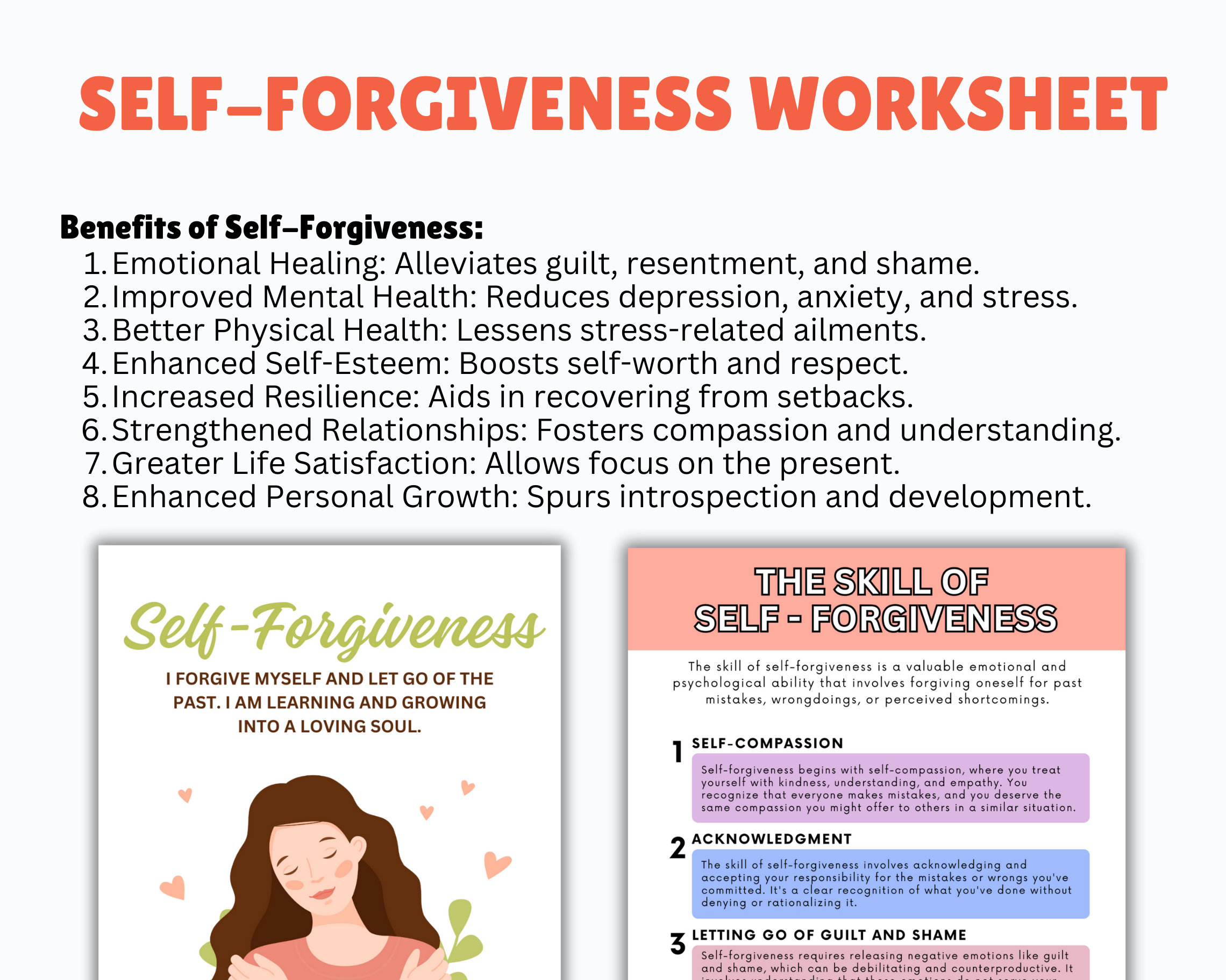 Ultimate Self Forgiveness Worksheet Package, Self Love, Self Growth ...