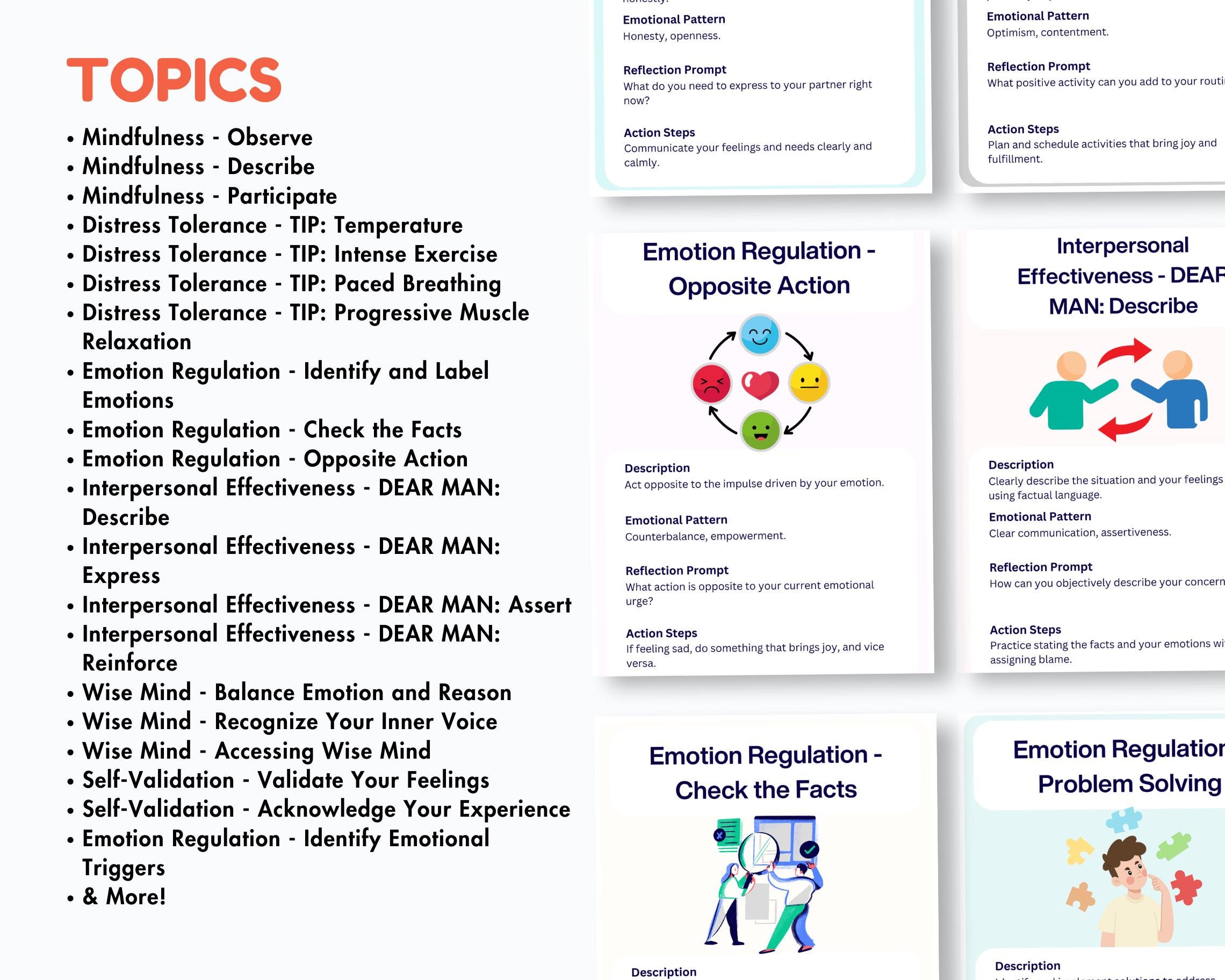 85+ DBT Skills Cards, DBT Flashcards, Dialectical Behavior Therapy, DBT ...