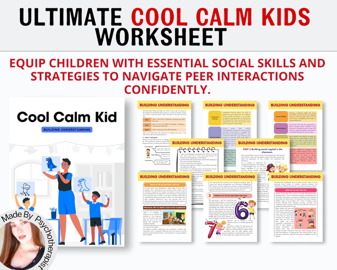 Cool and Calm Kids Coping Skills Worksheet, Therapy Worksheets, School ...