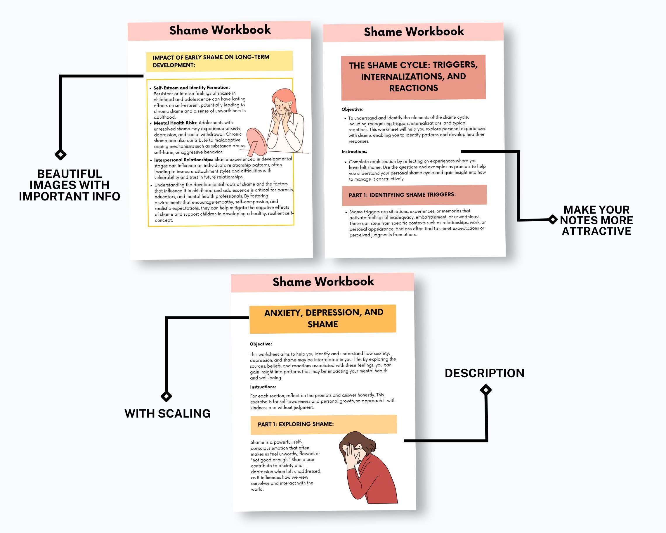 Shame Workbook, Shame Worksheets, Shame Spiral, Guilt Worksheet ...