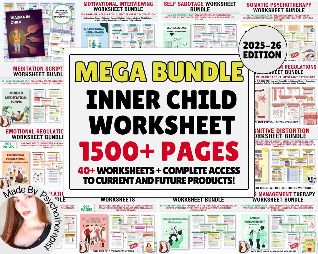 Inner Child Wounds Workbook Bundle Reparenting Inner Child Attachment