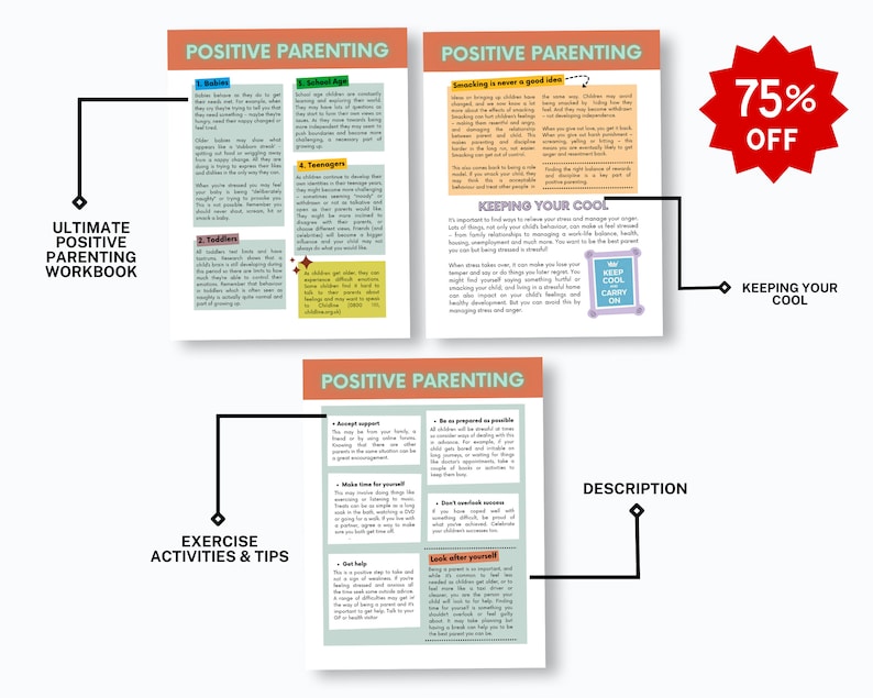 Positive Parenting PRINTABLE Workbook: Emotion Coaching Guide, Managing ...