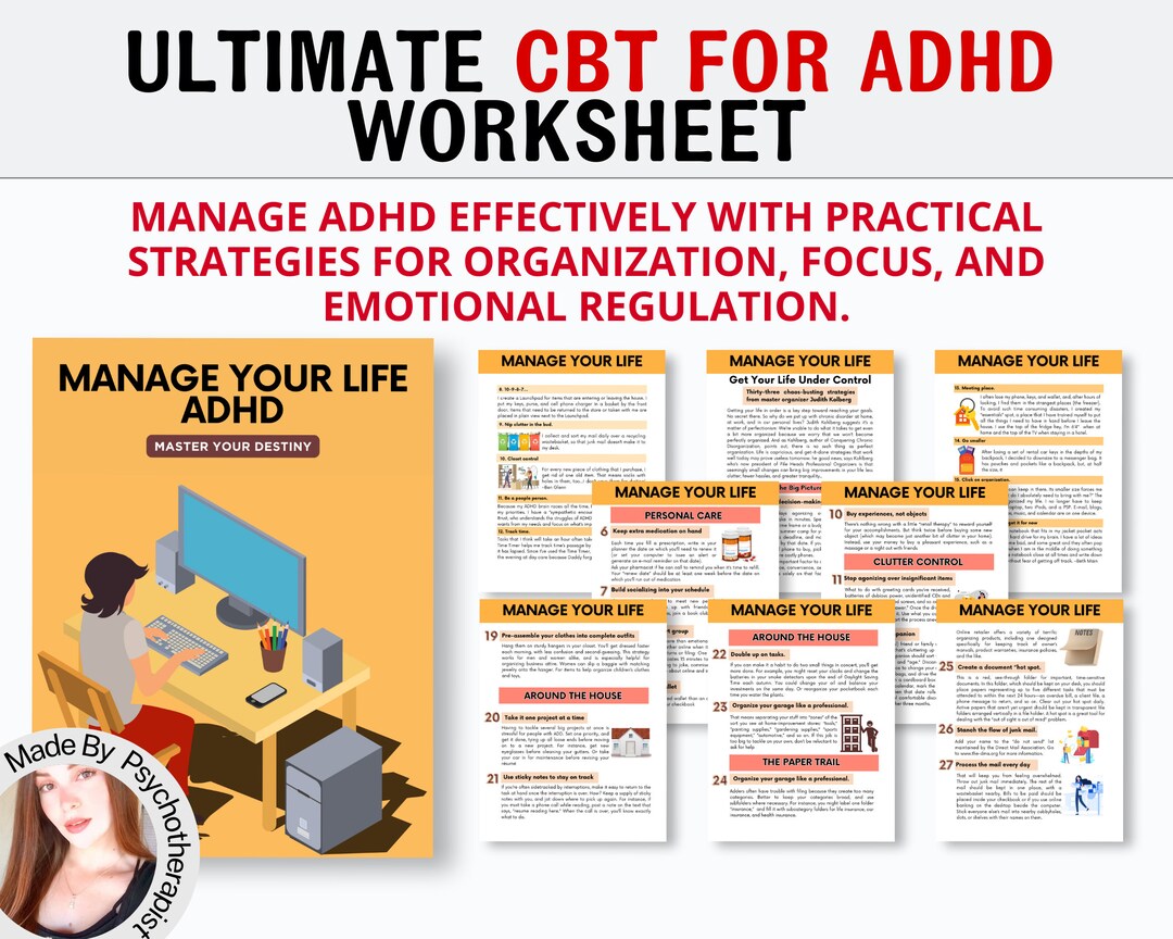 CBT for ADHD Worksheets Mega Bundle, ADHD Workbook Kids, Neurodivergent ...