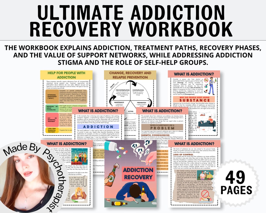 Addiction Recovery Workbook, Addiction Recovery for Adults, Therapy ...