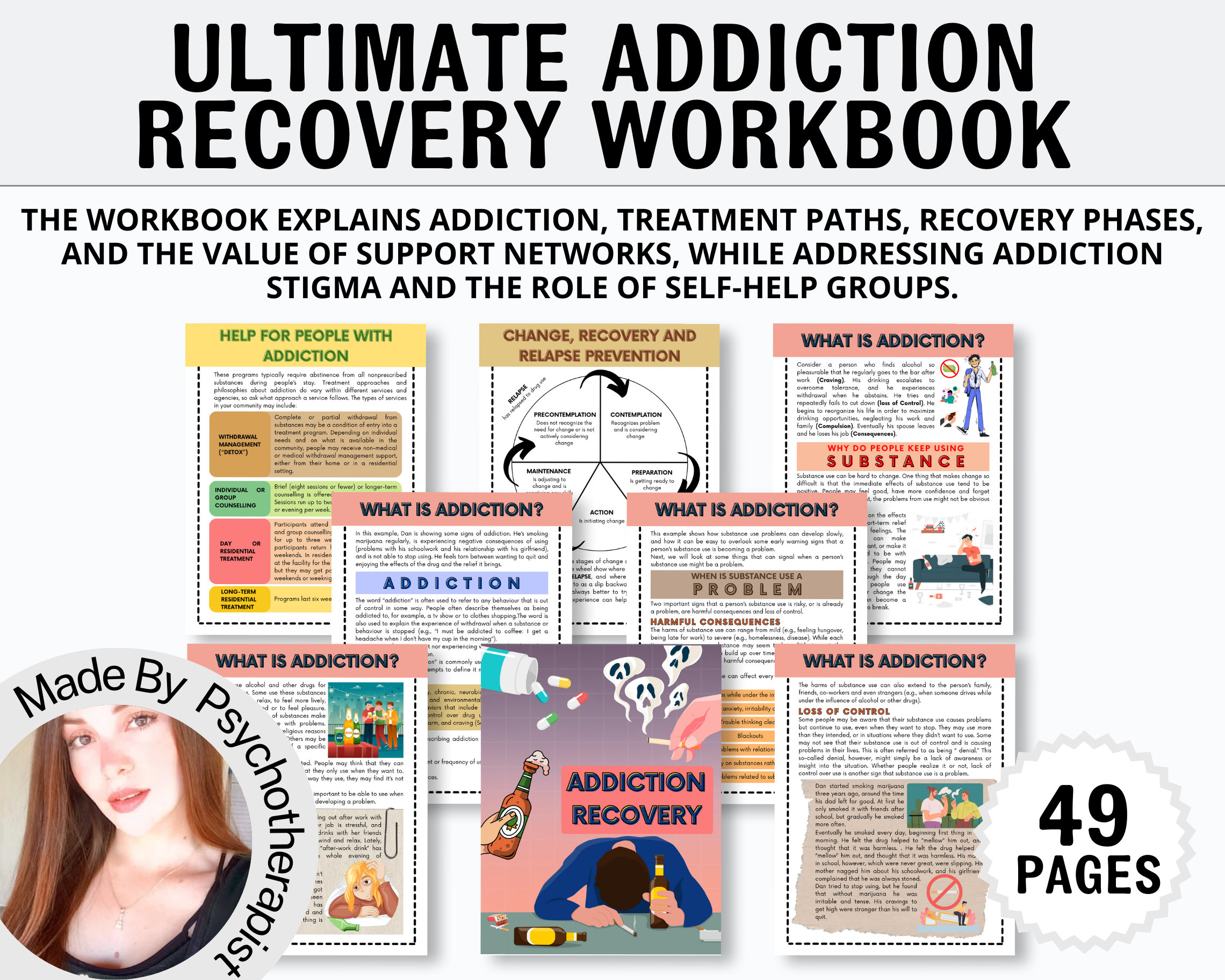 Addiction Recovery Workbook, Addiction Recovery for Adults, Therapy ...