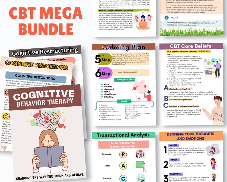 CBT Worksheets Bundle CBT Interventions for Teens and Adults, CBT ...