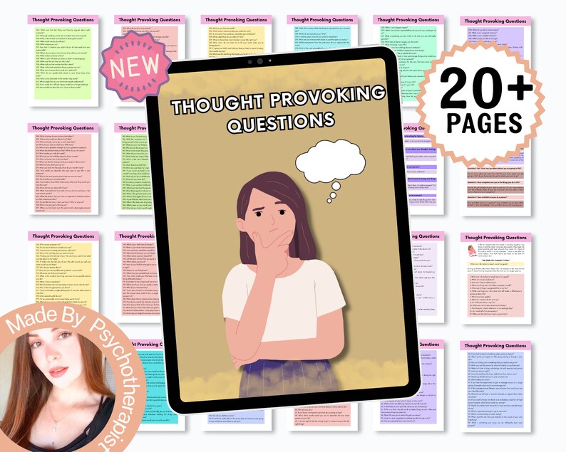 Thought Provoking Questions Set, Therapy Interventions Therapy Cheat ...