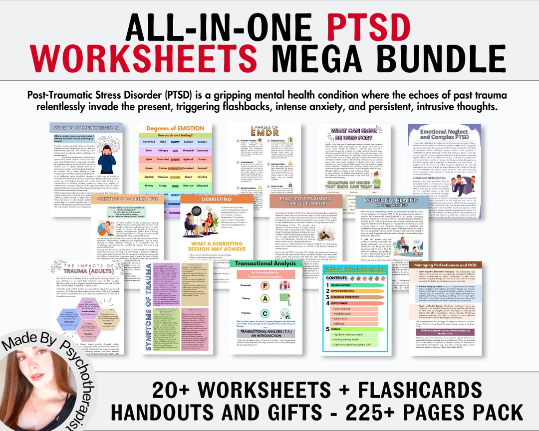 MEGA BUNDLE: PTSD Trauma Therapy Worksheets, Mental Health Worksheets ...