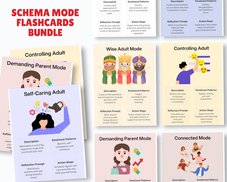 Schema Mode Flashcards, Schema Therapy Cards, Schema Worksheets, Schema ...