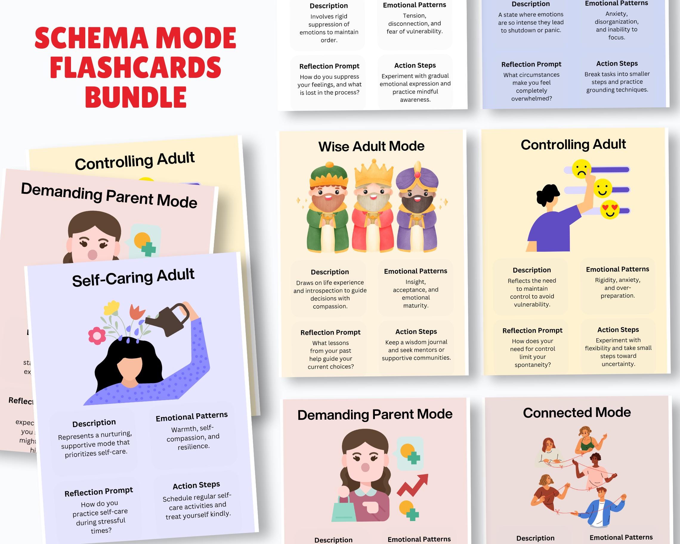 Schema Mode Flashcards, Schema Therapy Cards, Schema Worksheets, Schema ...
