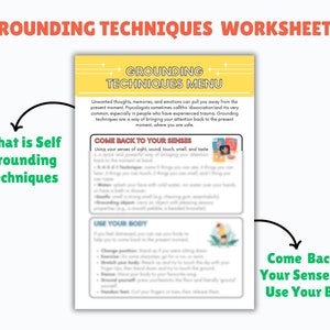 Grounding Technique Exercise Worksheet, Therapy Workbook, Therapy ...