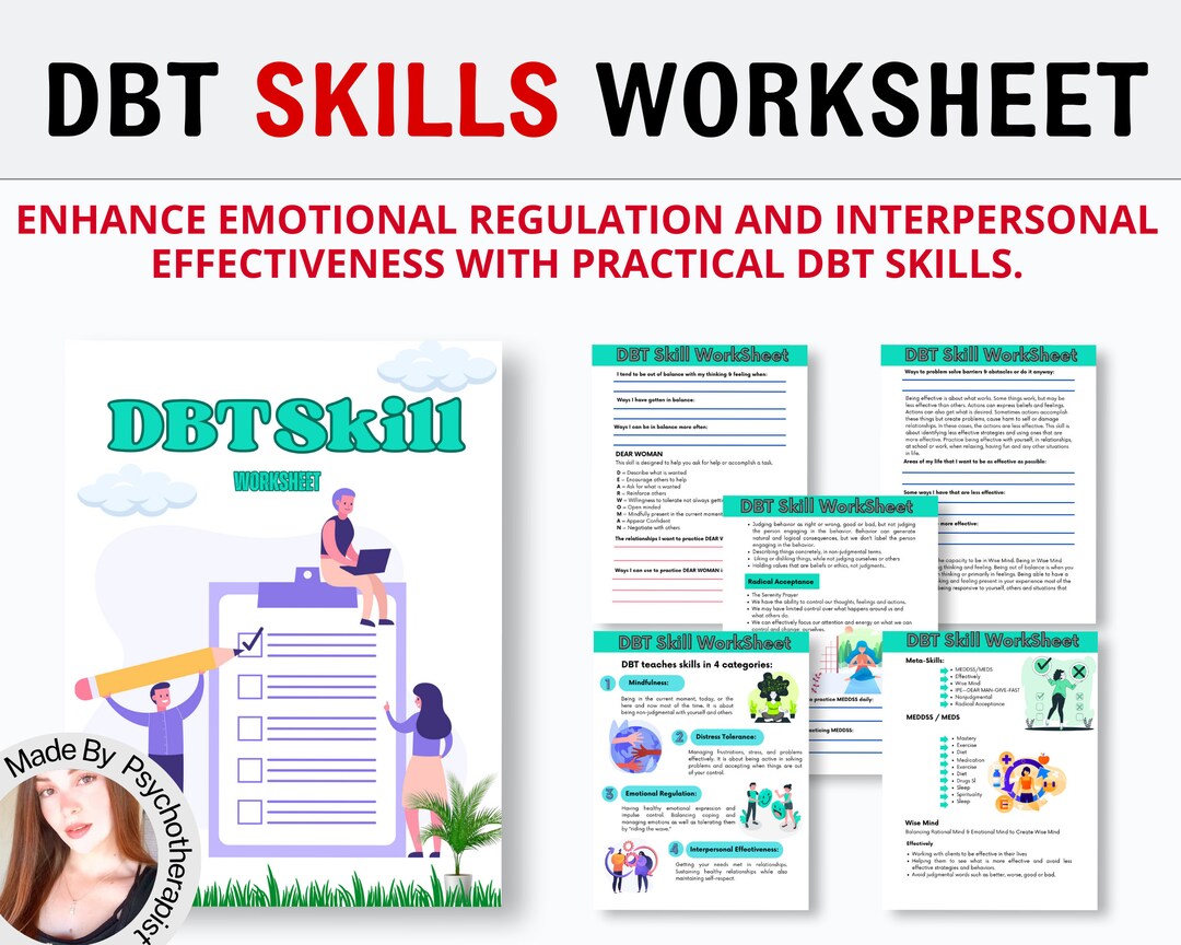 DBT Bundle Coping Skills Printable Poster Handout Cheat Sheet ...
