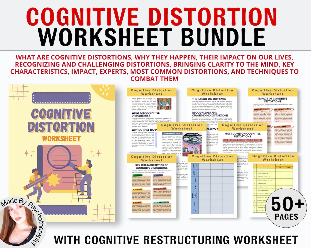 Cognitive Distortion Worksheets, Thinking Errors, Unhelpful Thinking ...