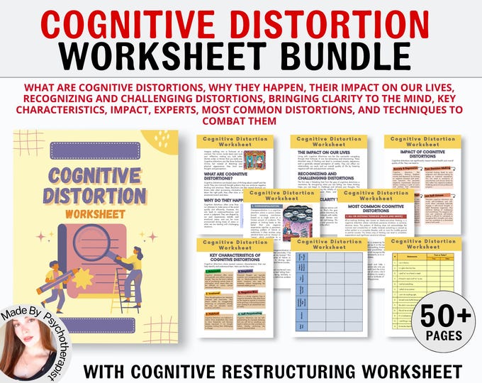 Cognitive Distortion Worksheets, Thinking Errors, Unhelpful Thinking ...