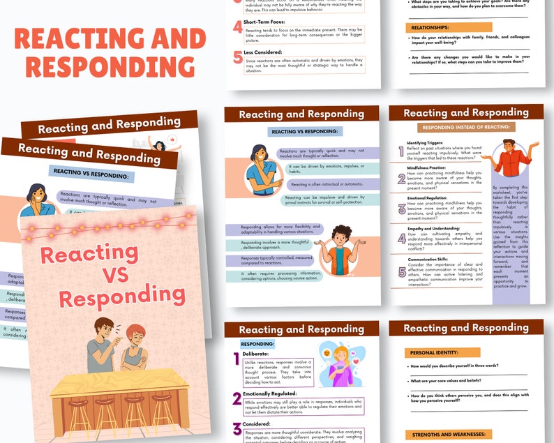 Responding Vs Reacting Worksheets. Therapy Worksheets, Psychoeducation ...