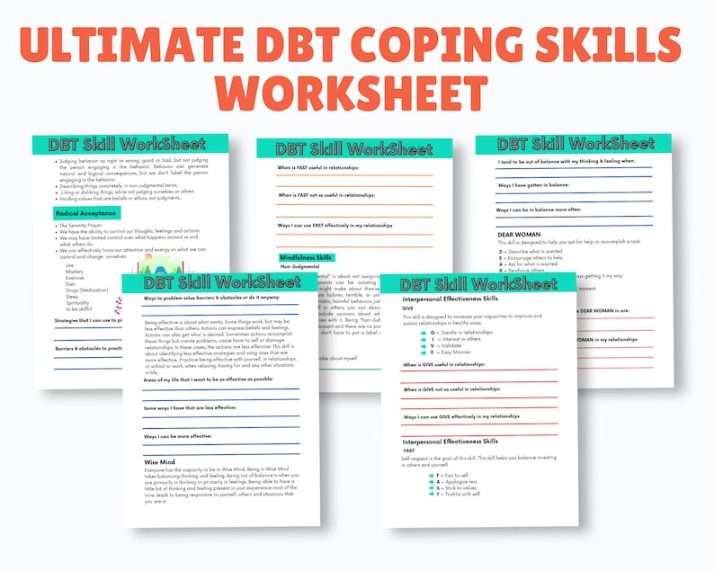 DBT Bundle Coping Skills Printable Poster Handout Cheat Sheet ... DBT Bundle Coping Skills Printable Poster Handout Cheat Sheet ...