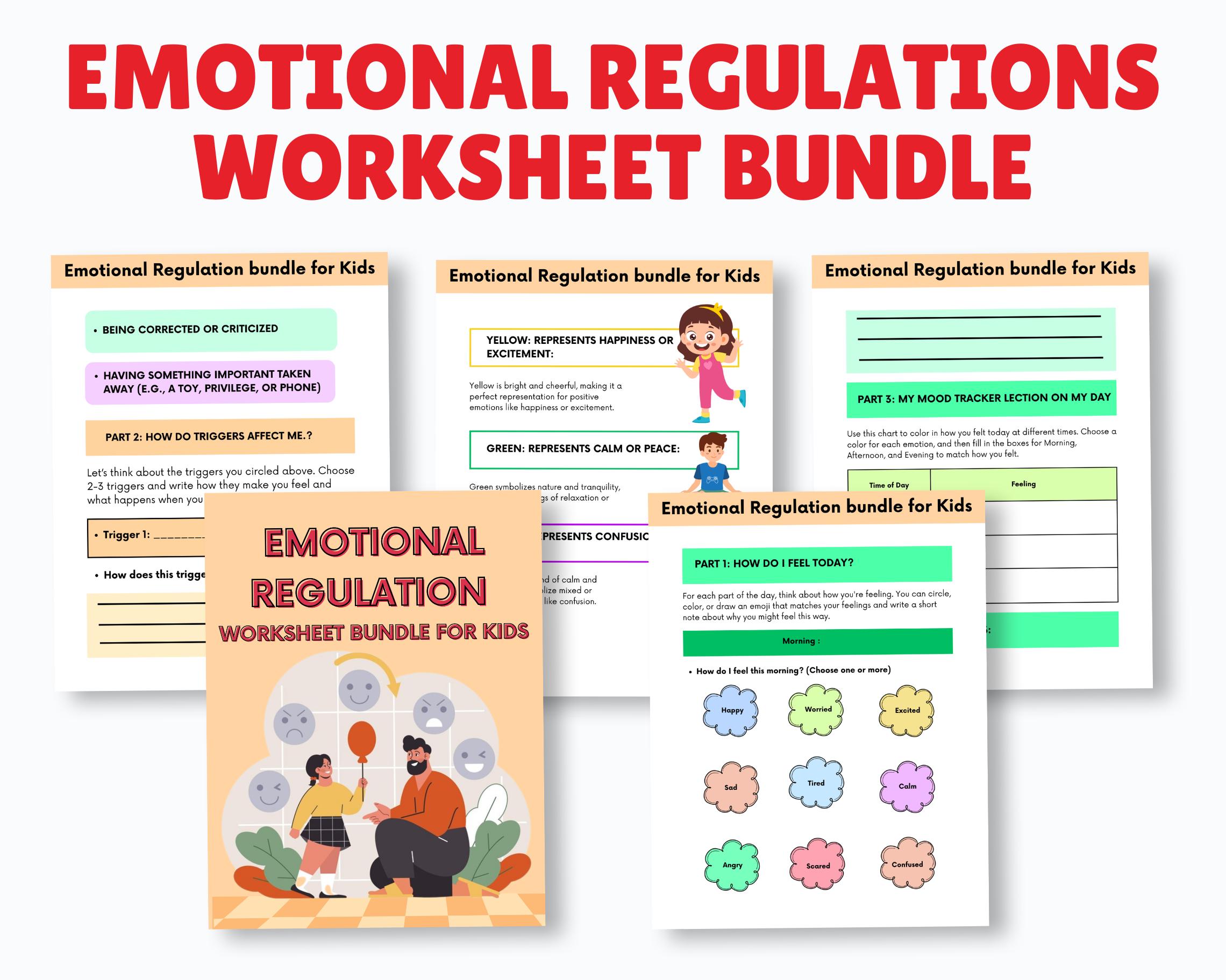 Emotional Regulation Worksheet Bundle for Kids Therapy - Digital ...