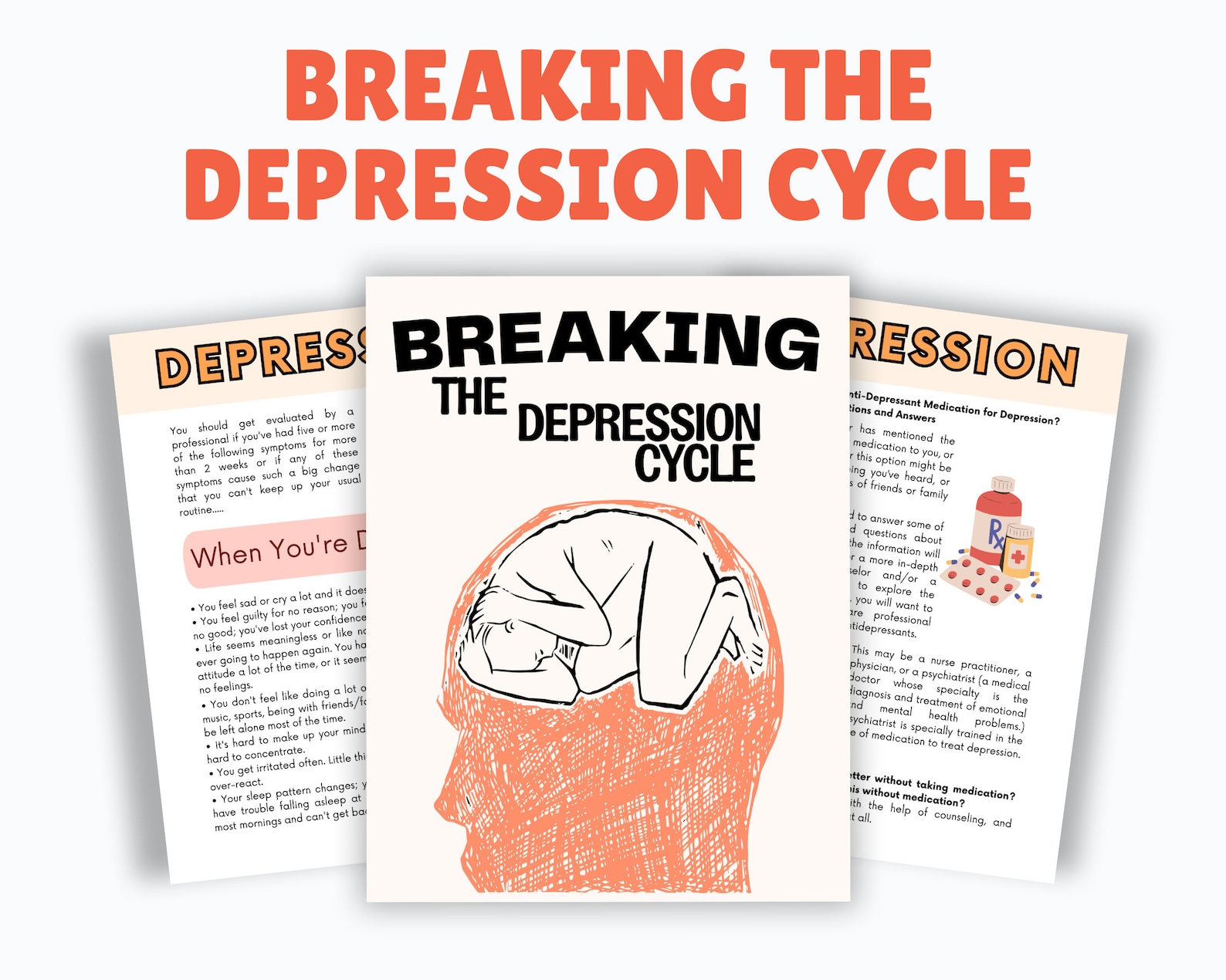 Breaking the Depression Cycle Workbook, Depression Spiral, Counseling ...