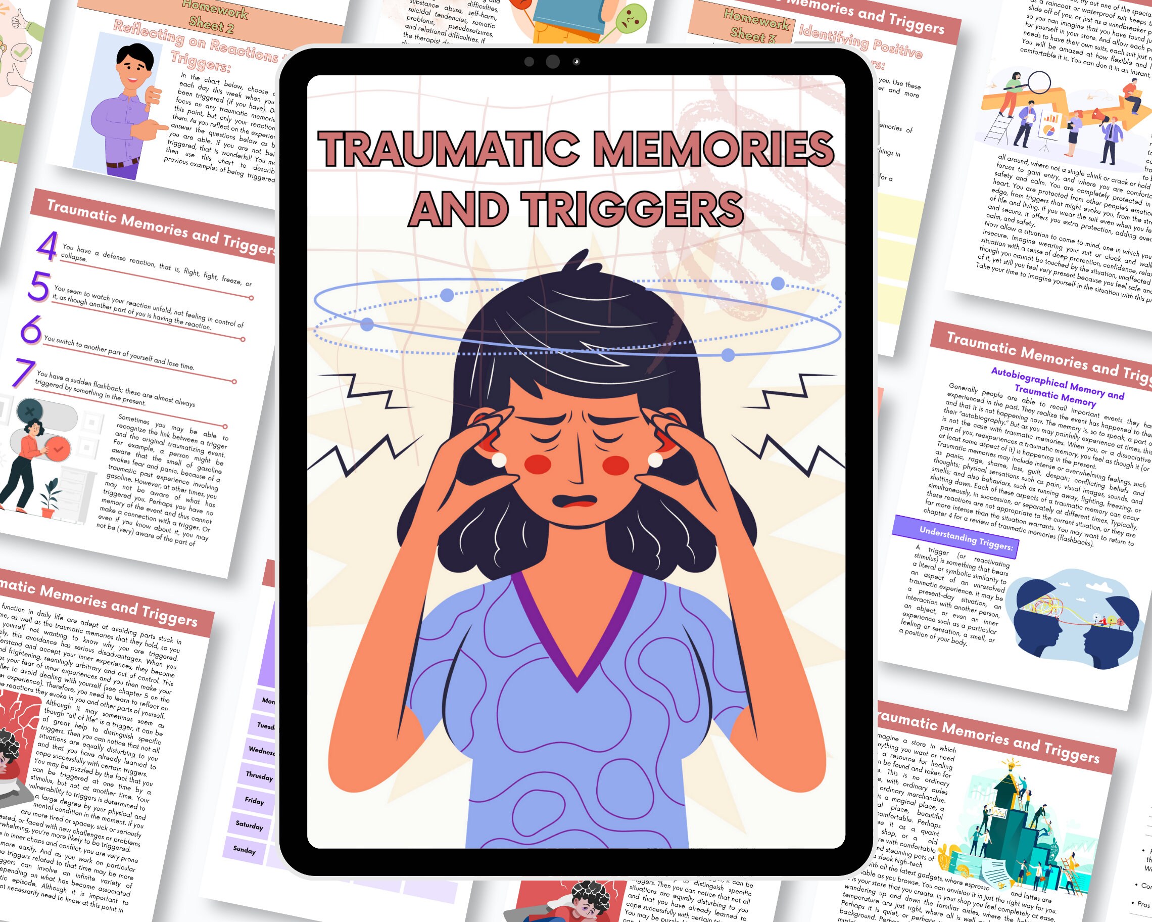 Trauma Triggers Therapy Worksheet, Trauma Worksheets, PTSD Counseling ...