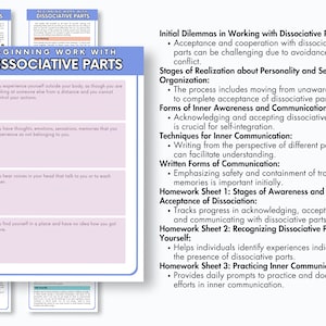 Dissociation Worksheets Workbook Dissociation Therapy Journal ...