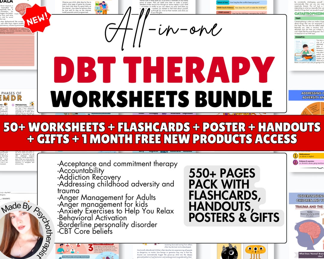 DBT Skills Workbook Dialectical Behavior Therapy Worksheets Emotional ...