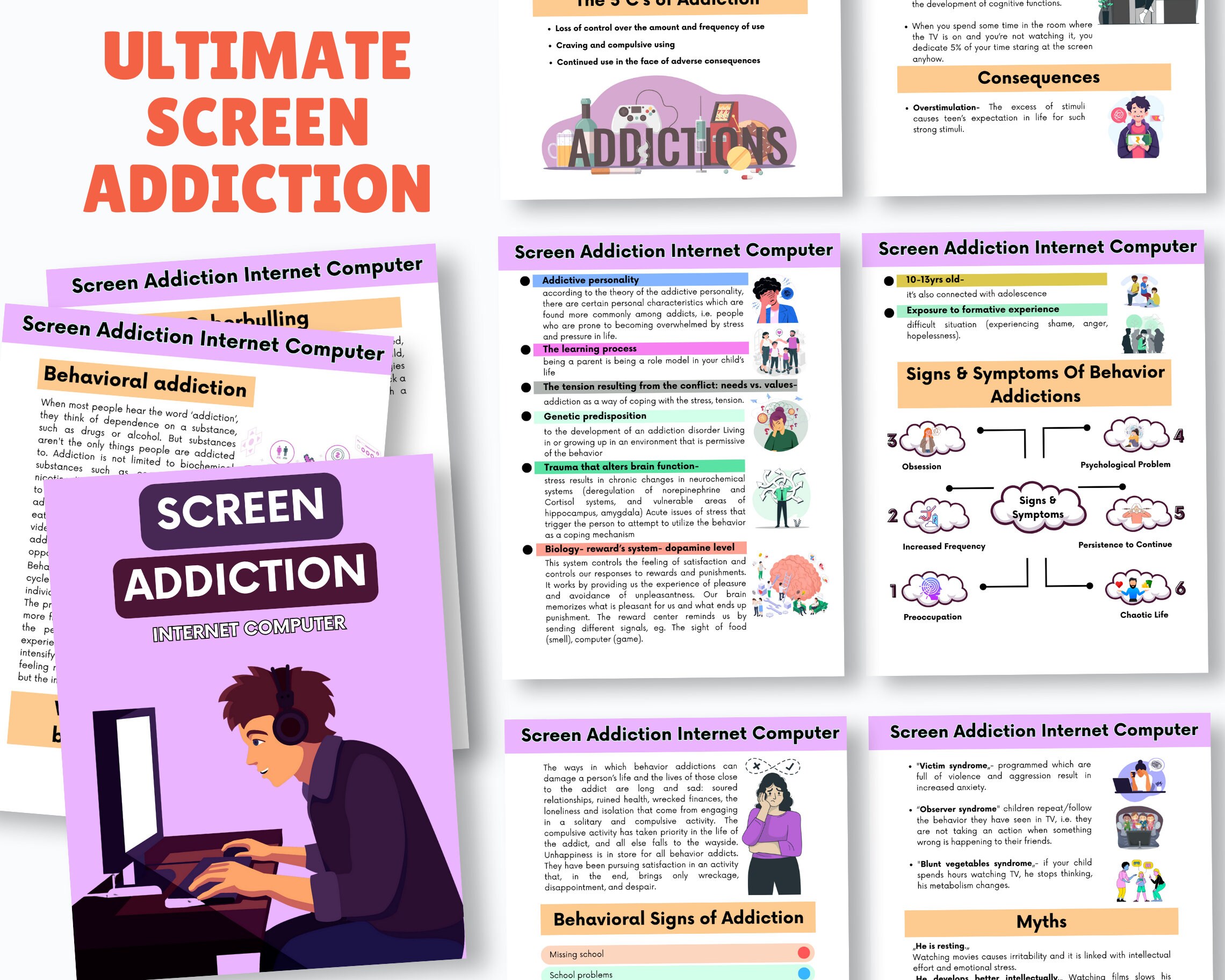 Screen Time Addiction Worksheets, Kids Therapy, Child Therapist ...