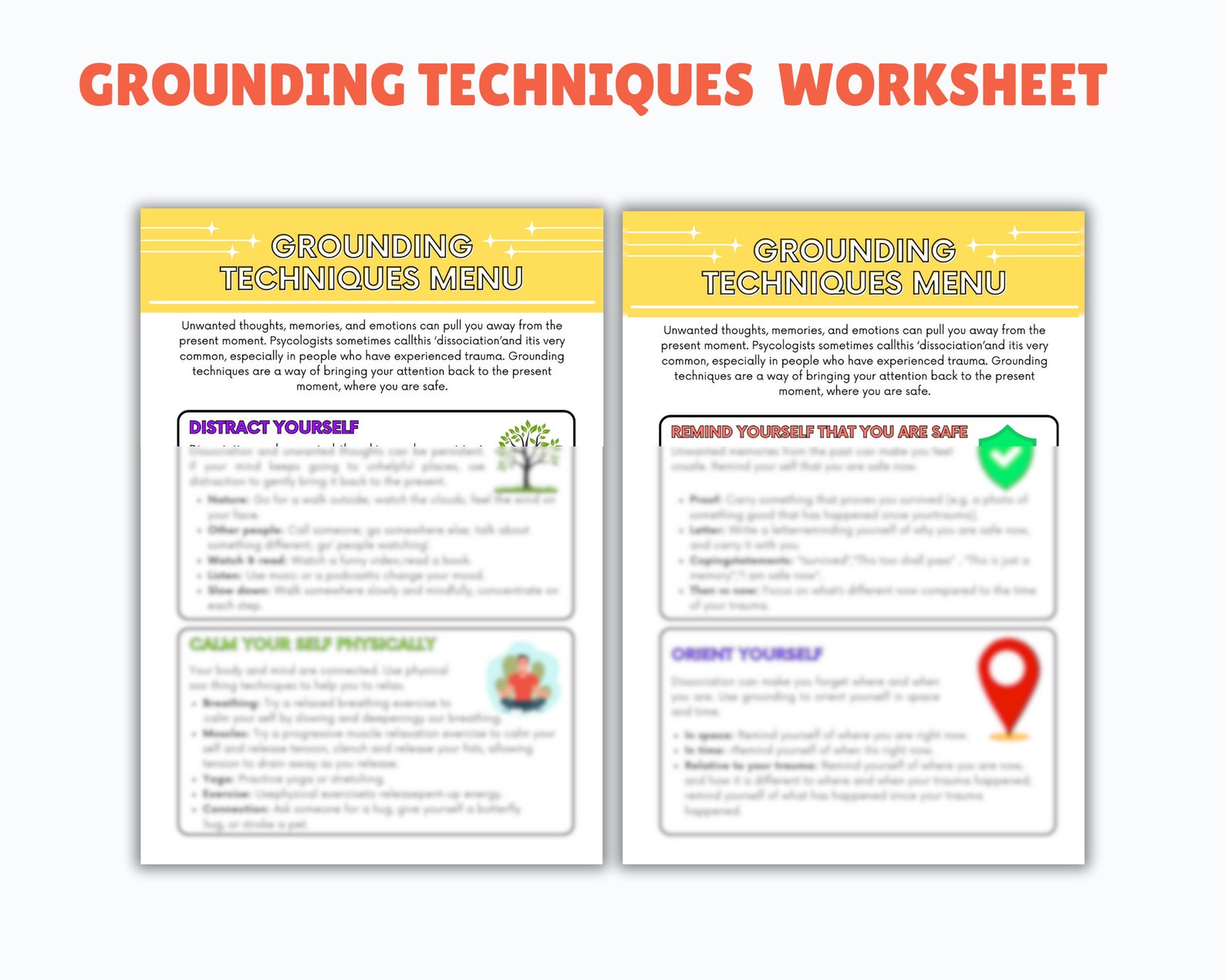 Grounding Technique Exercise Worksheet, Therapy Workbook, Therapy ...