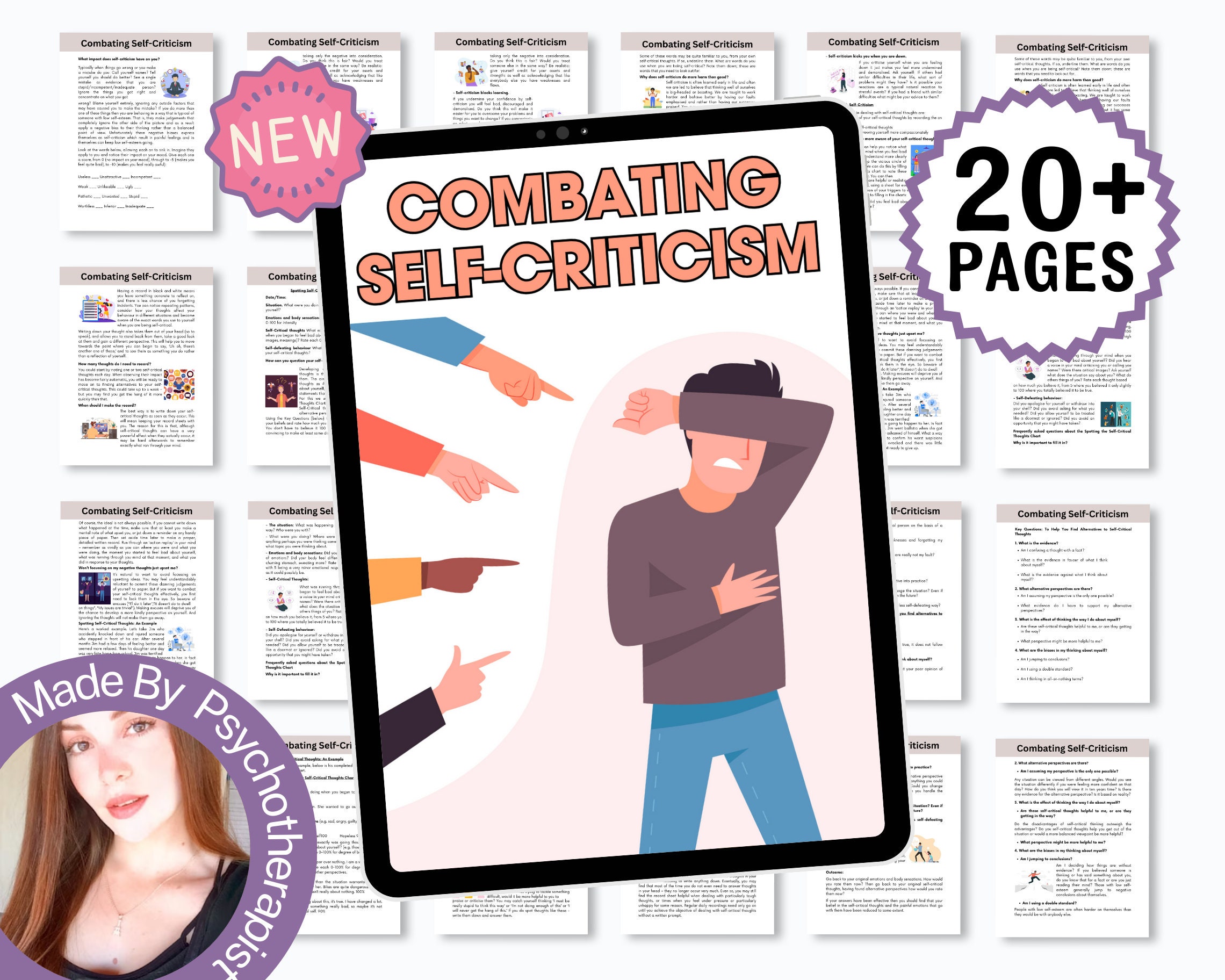 Combating Self Criticism Worksheet, Therapy Worksheet, Cbt Worksheets ...