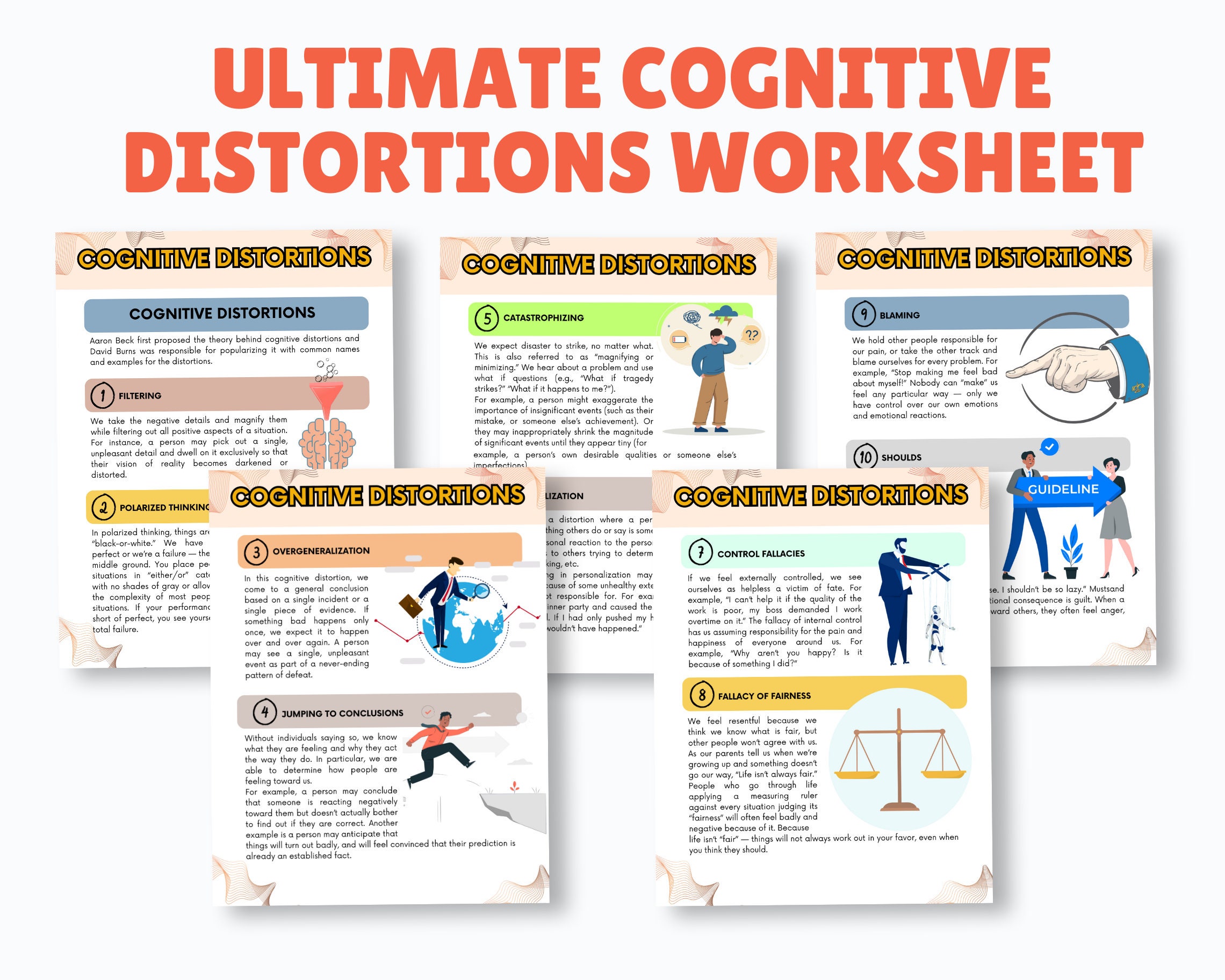 Cognitive Distortions Worksheets, Challenge Unhelpful Thinking Styles ...