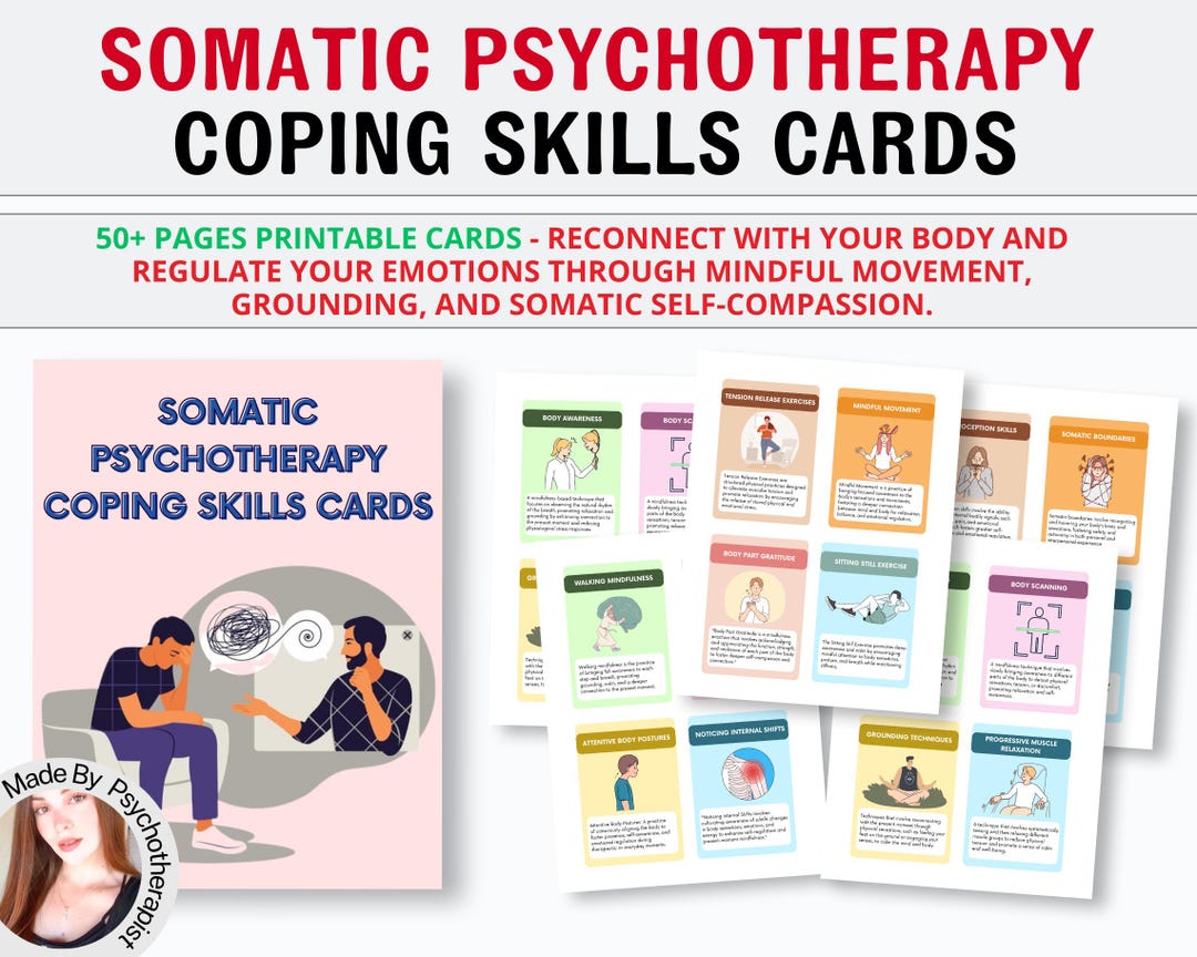 Somatic Psychotherapy Coping Skills Cards, Somatic Exercises for ...