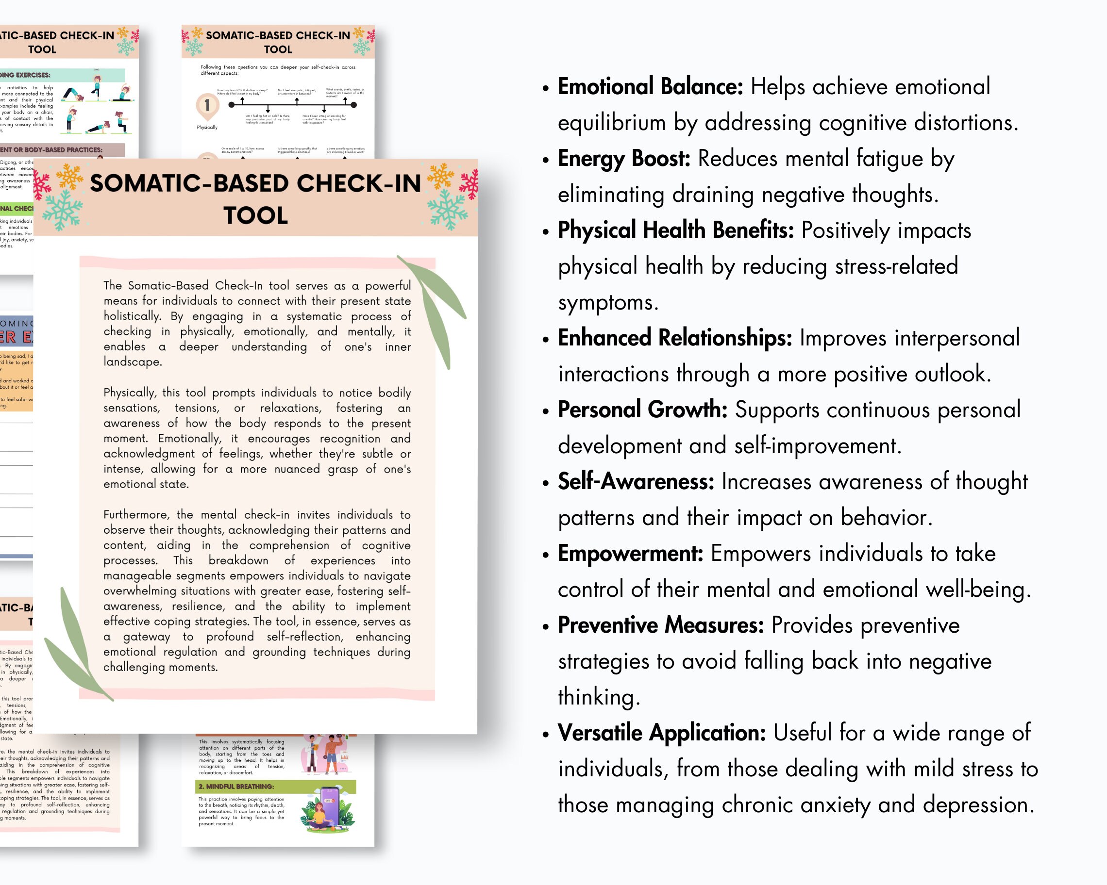 Somatic Based Check in Tools Therapy Worksheets, Felt Senses Somatic ...