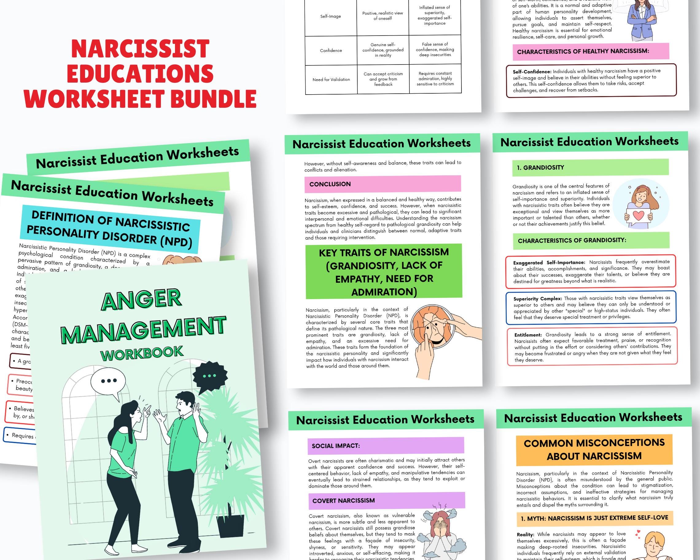 Narcissist Education Worksheets for Understanding Narcissism and ...