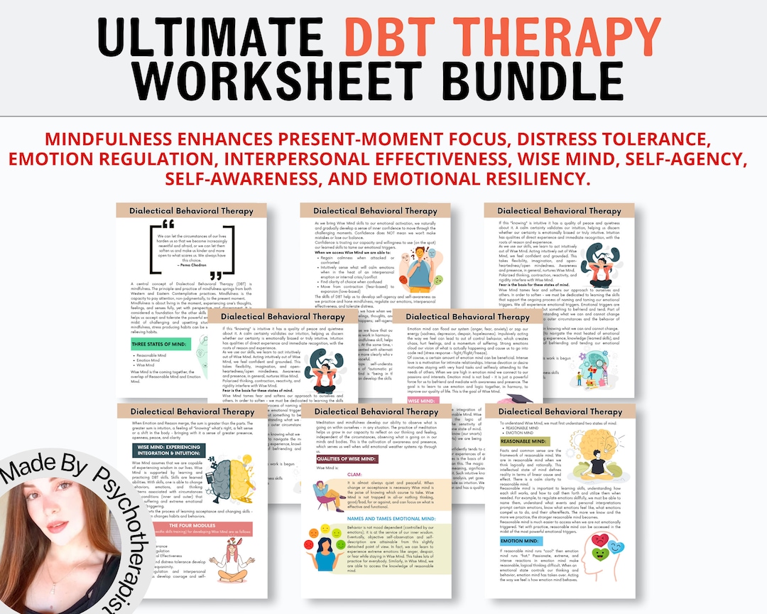 DBT Worksheets, Dbt Skills, Dbt Workbook, Therapy Worksheet ...