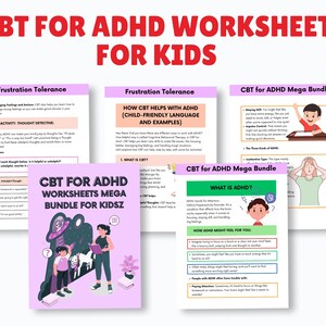 CBT for ADHD Worksheets Mega Bundle, ADHD Workbook Kids, Neurodivergent ...