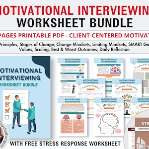 Motivational Interviewing Worksheet Bundle, MI Therapy Toolbox for ...