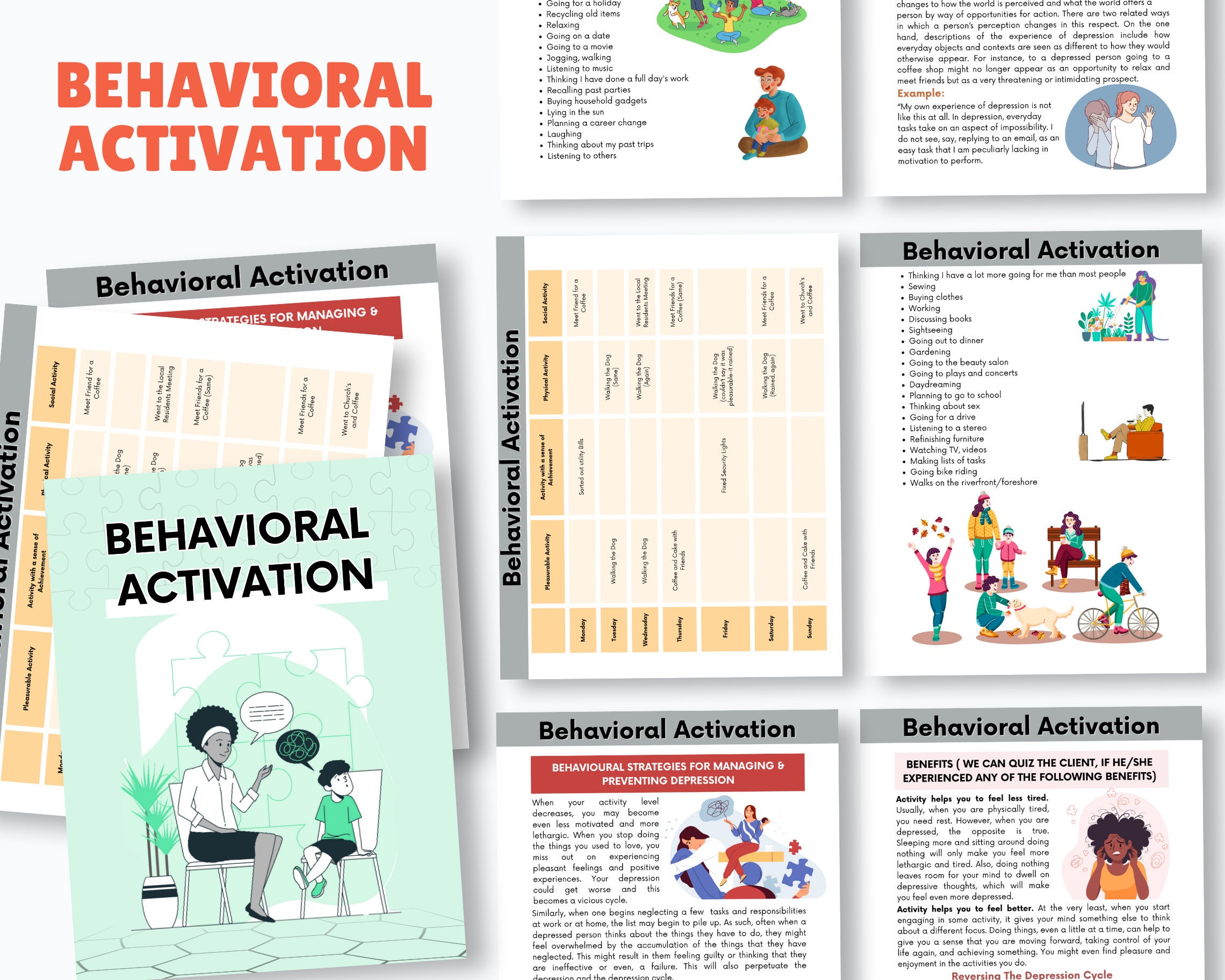 Behavioral Activation Workbook CBT Activities for Mental Health Therapy ...