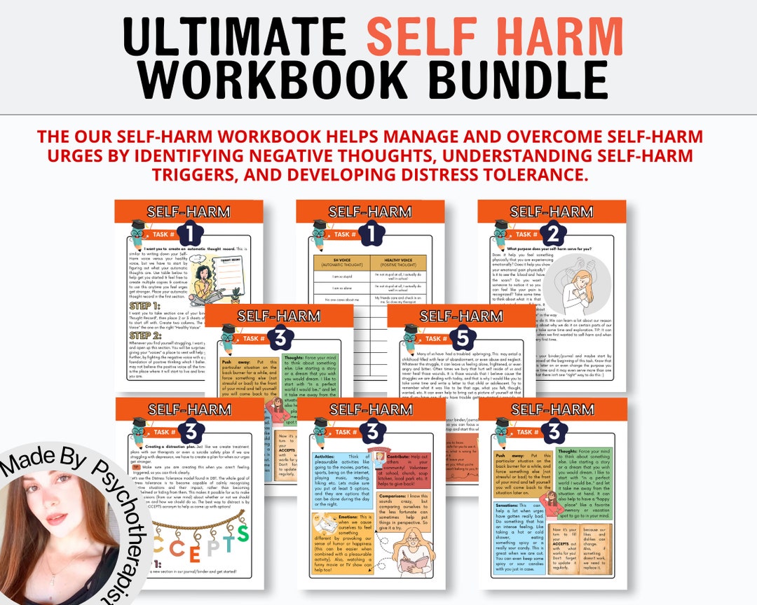 Self-harm Coping Workbook for Teen Mental Health & Reflective Teen ...