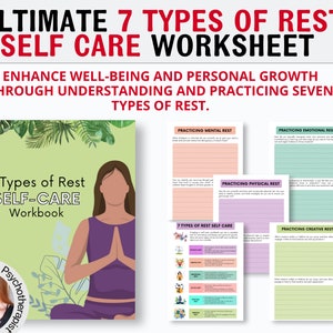 7 Types of Rest Self-care Workbook for Mental Health and Wellbeing ...