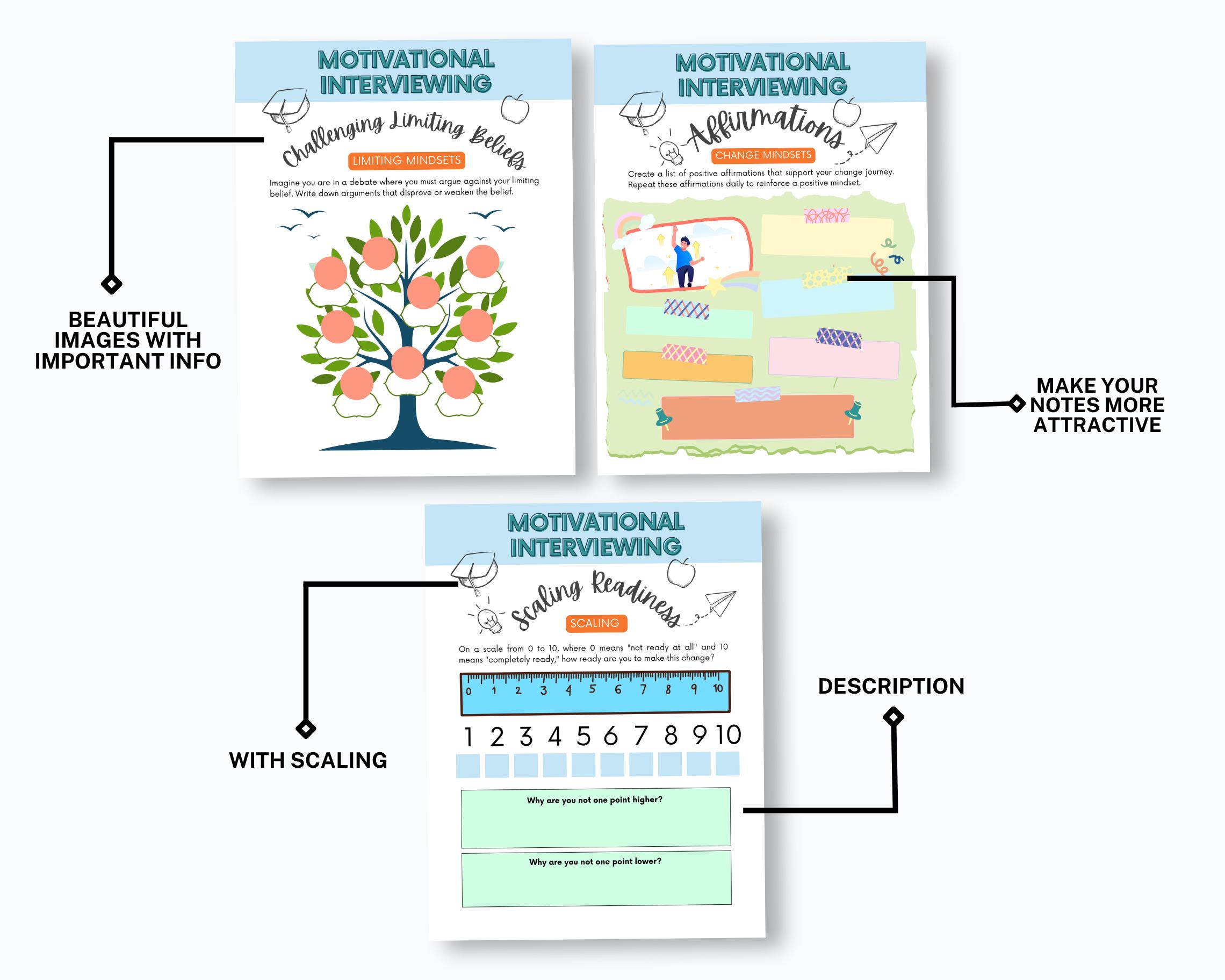 Motivational Interviewing Worksheet Bundle, MI Therapy Toolbox for ...