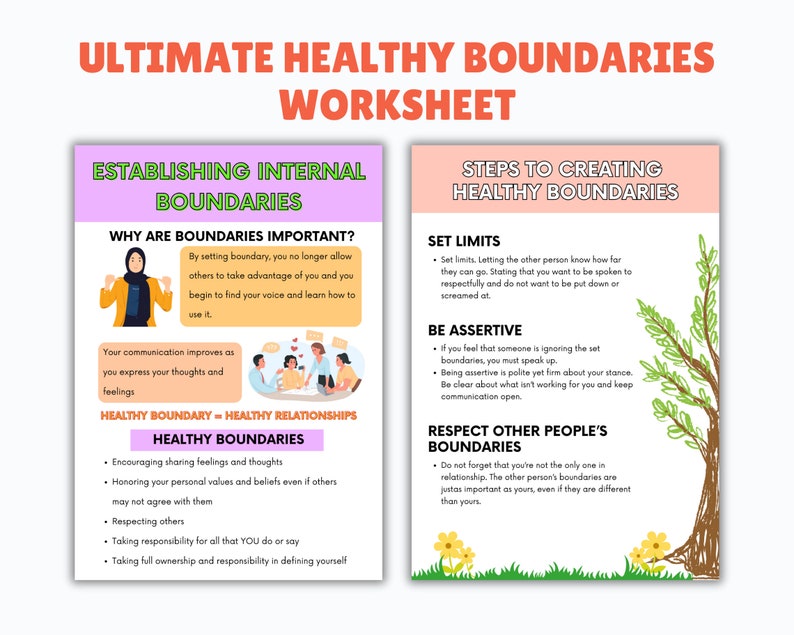 Personal Boundaries Worksheets, Boundaries Workbook, Setting Healthy ...