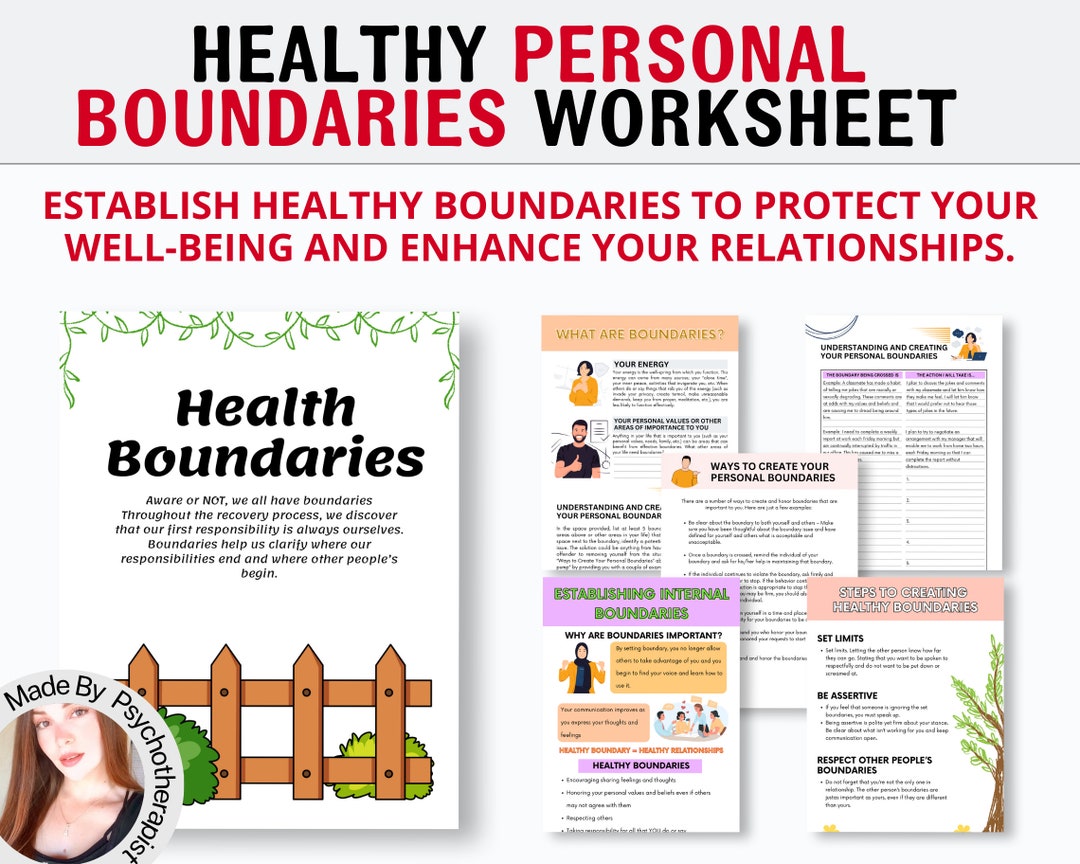 Personal Boundaries Worksheets, Boundaries Workbook, Setting Healthy ...