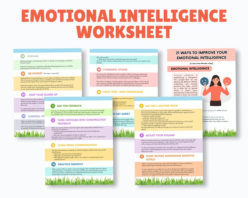 21 Ways of Emotional Intelligence: Mindfulness Worksheet to Enhance ...