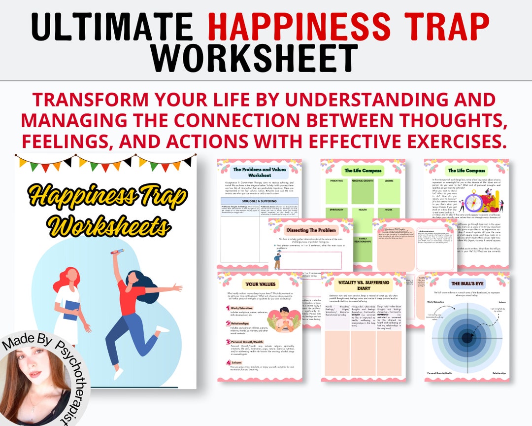 Ultimate Happiness Trap Worksheet, Psychology Resources,depression ...