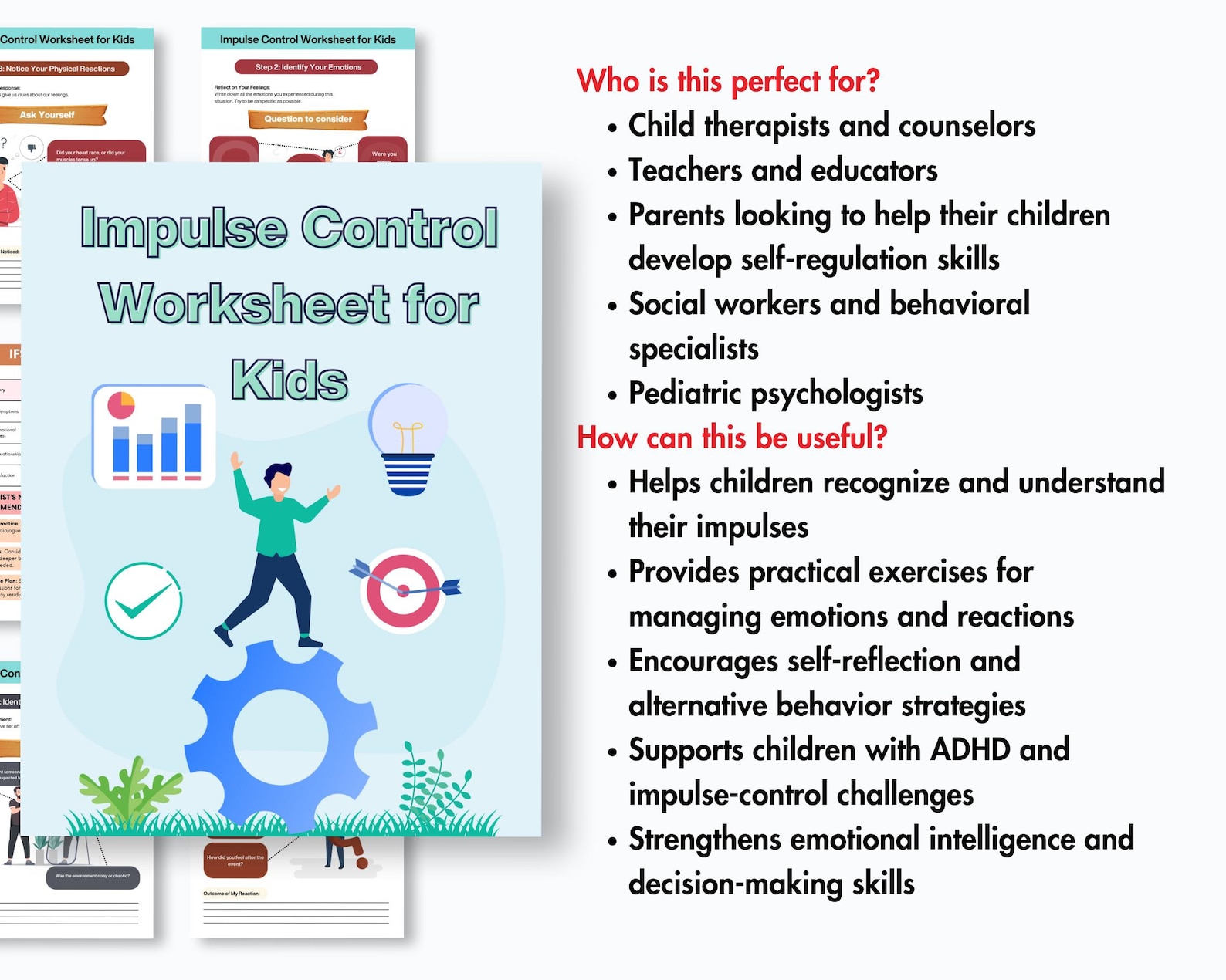 Impulse Control Worksheets for Kids and Teens: Emotional Regulation ...