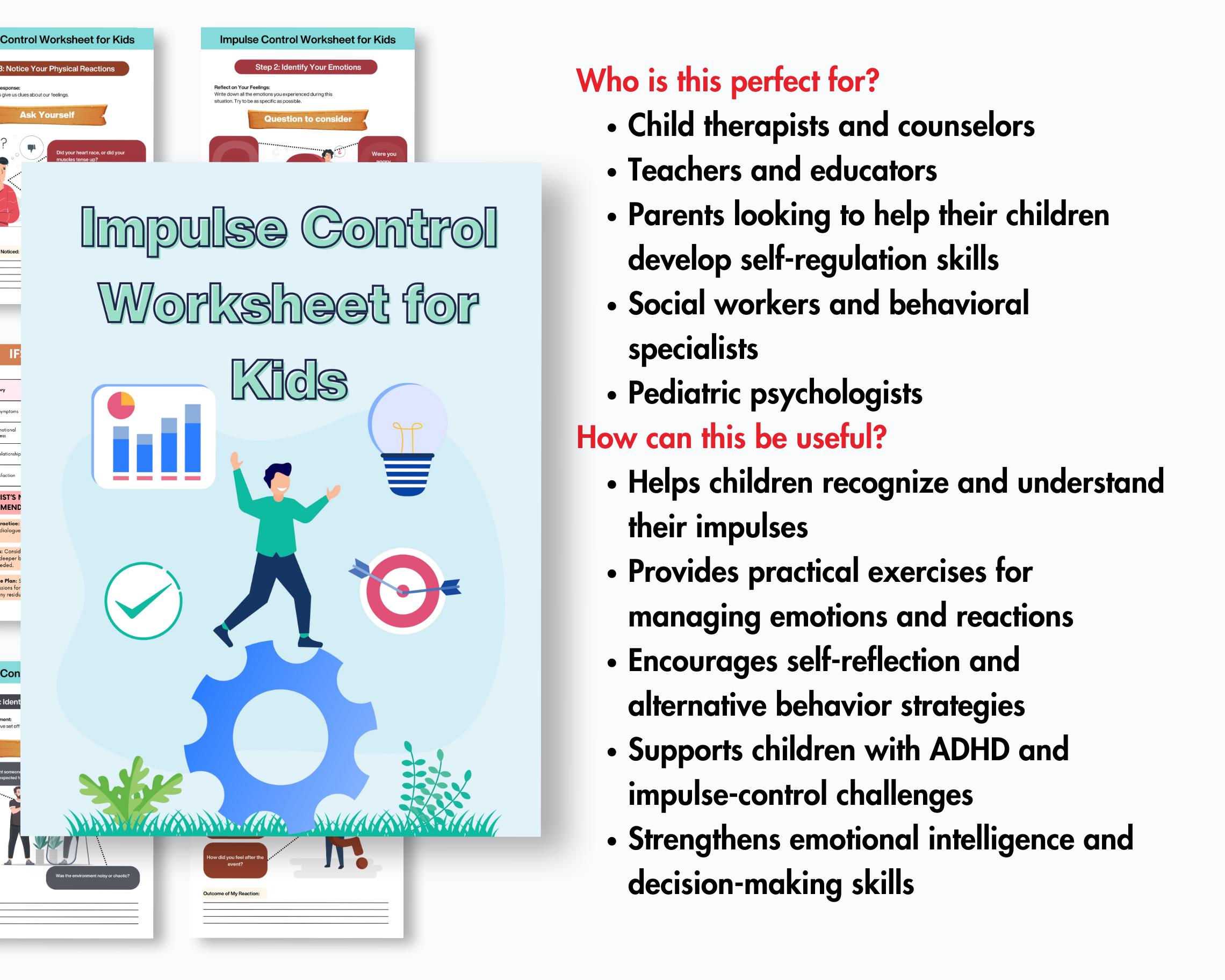 Impulse Control Worksheets for Kids and Teens: Emotional Regulation ...