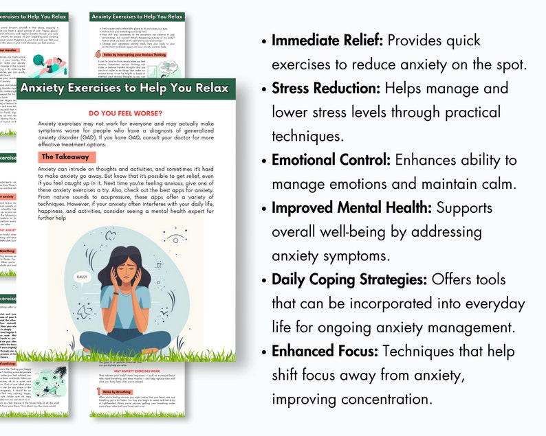 Anxiety Therapy Workbook Printable Worksheets for Panic Worry and ...