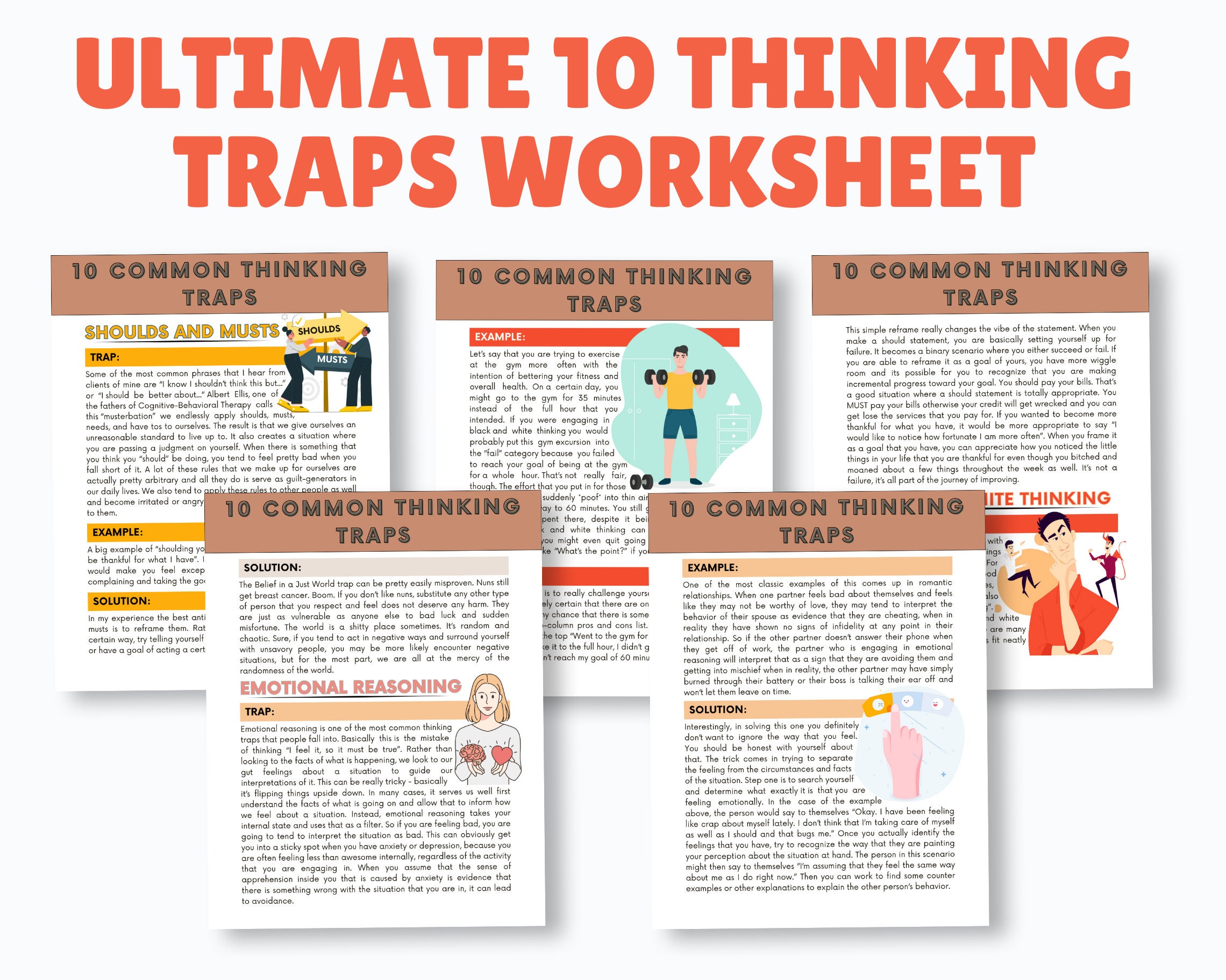 Common Thinking Trap. Worksheet for Analyzing Thoughts and Identifying ...