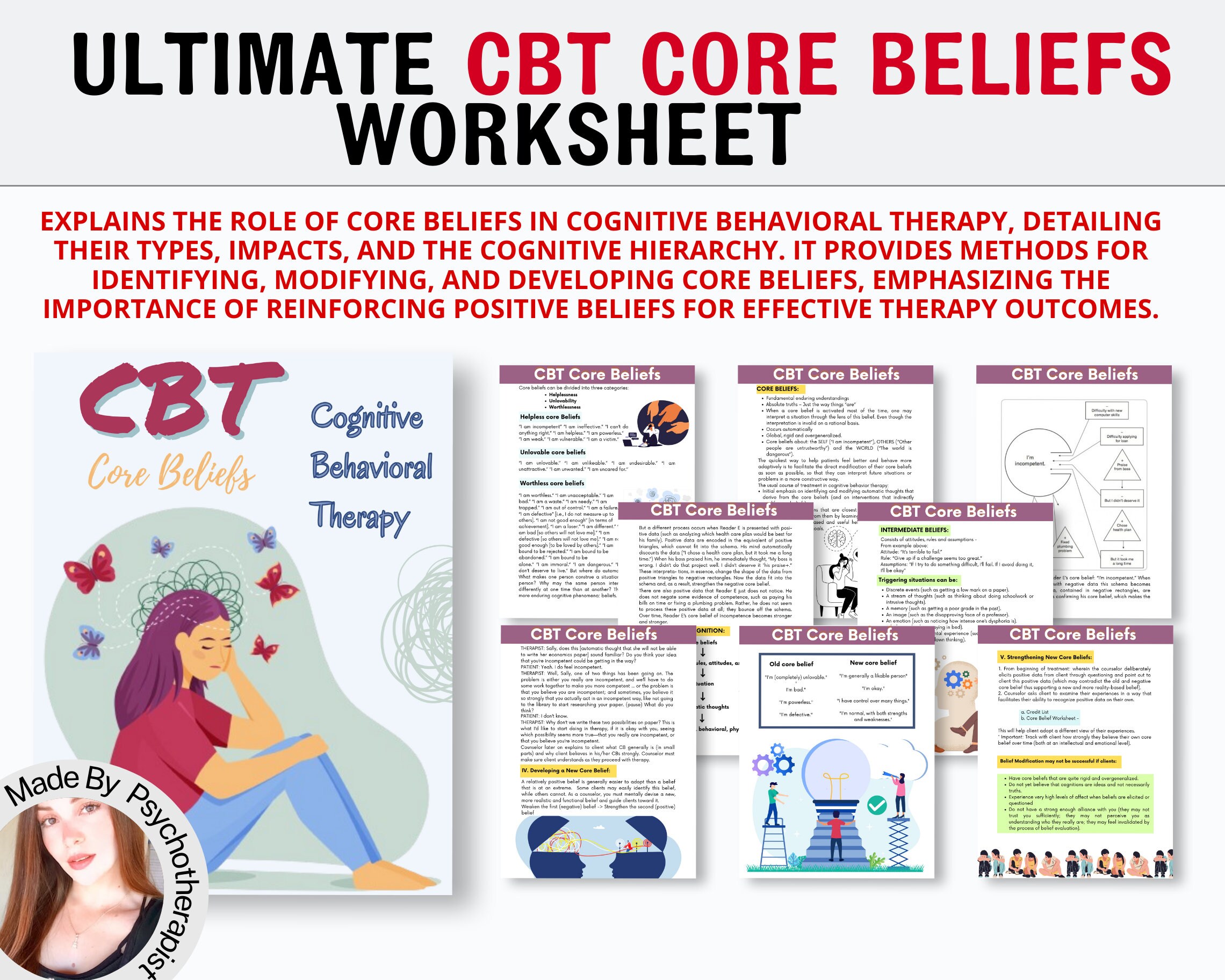 CBT Core Beliefs, Psychoeducation, Thinking Traps, Automatic Thinking ...