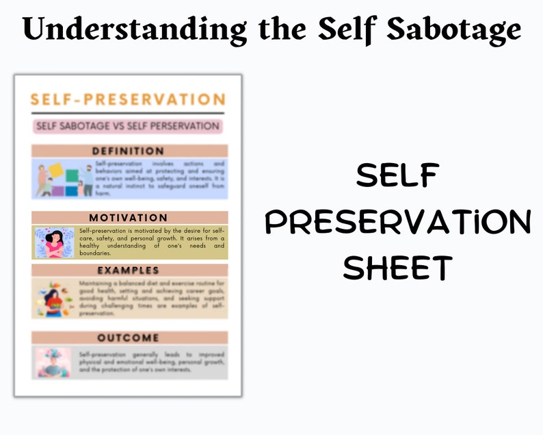 Self Sabotage Worksheets and Printable Psychoeducation Tools ...