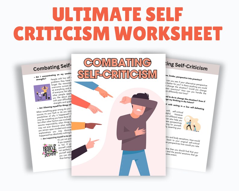 Combating Self Criticism Worksheet, Therapy Worksheet, Cbt Worksheets ...